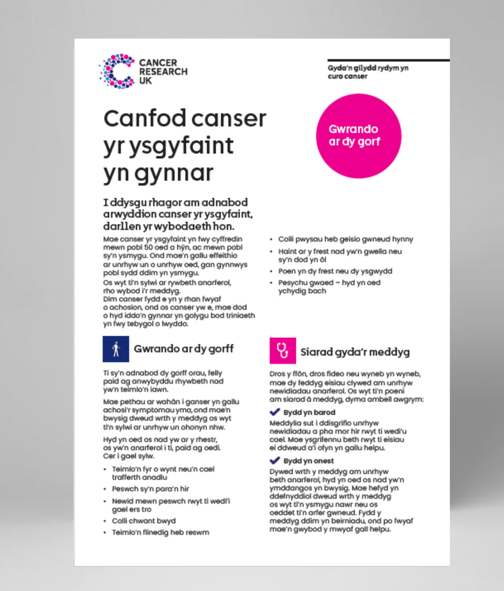 Spot lung cancer early (Wales) in Welsh – Cancer Research UK Publications