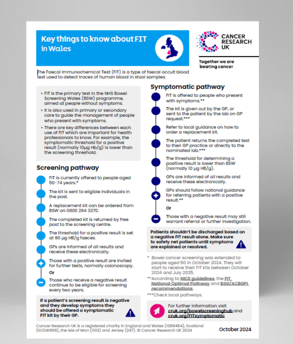 Key things to know about FIT - Wales – Cancer Research UK Publications